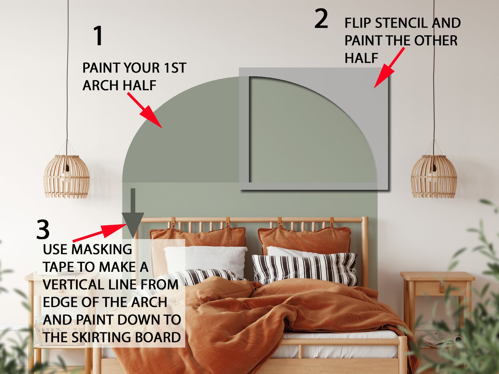 BACKDROP Wall Arch STENCIL, XL, BOHO Style Home Decorating Stencil ...