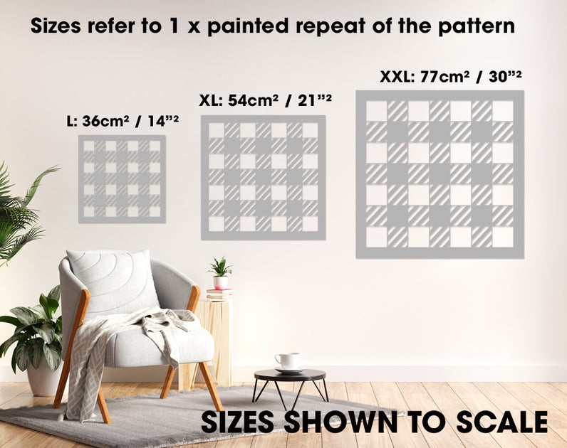 GINGHAM Pattern Wall Decor Stencil, Checkered, Tartan, Plaid, Nursery ...