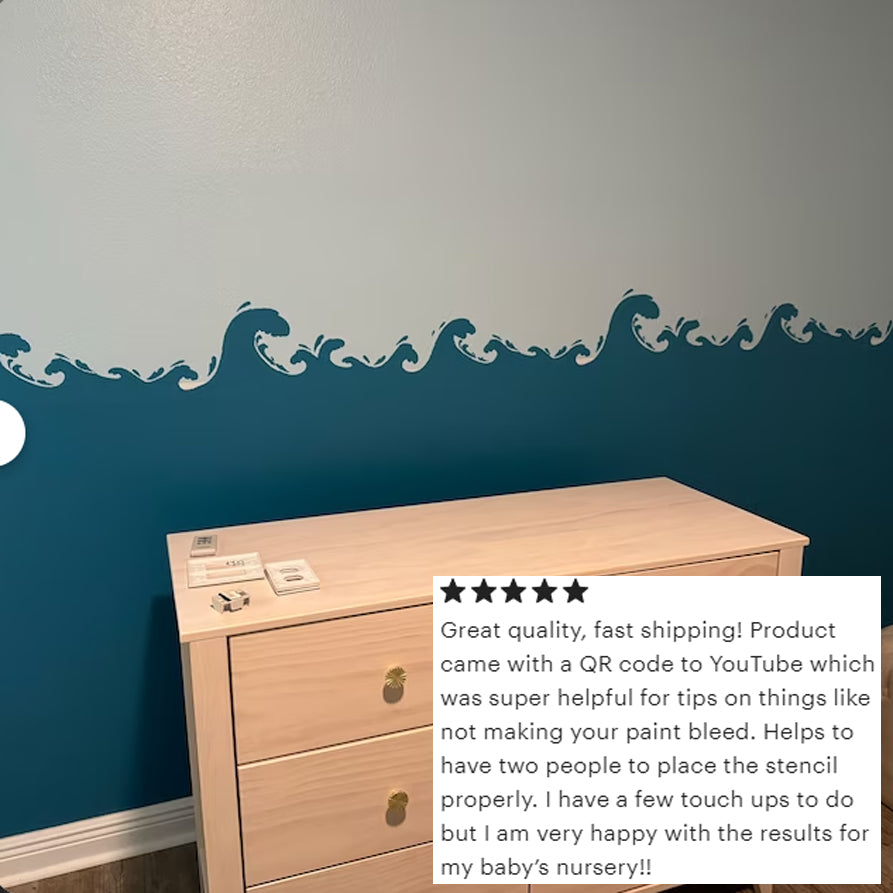 STORMY SEA Wave Wall Border Stencil- Kids room Wave Decor – IdealStencils