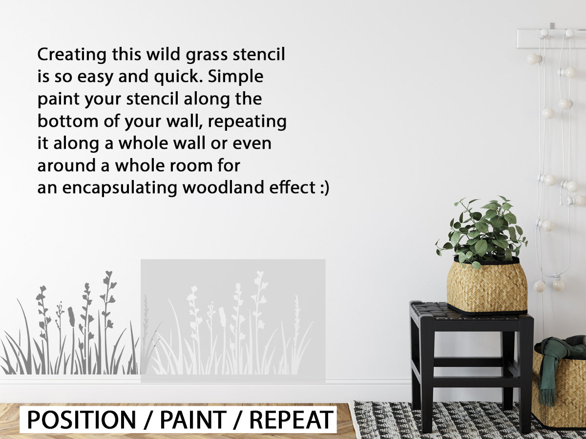 WILD GRASS Woodland Nursery & Kids Room Stencil - Wall Decor Painting ...