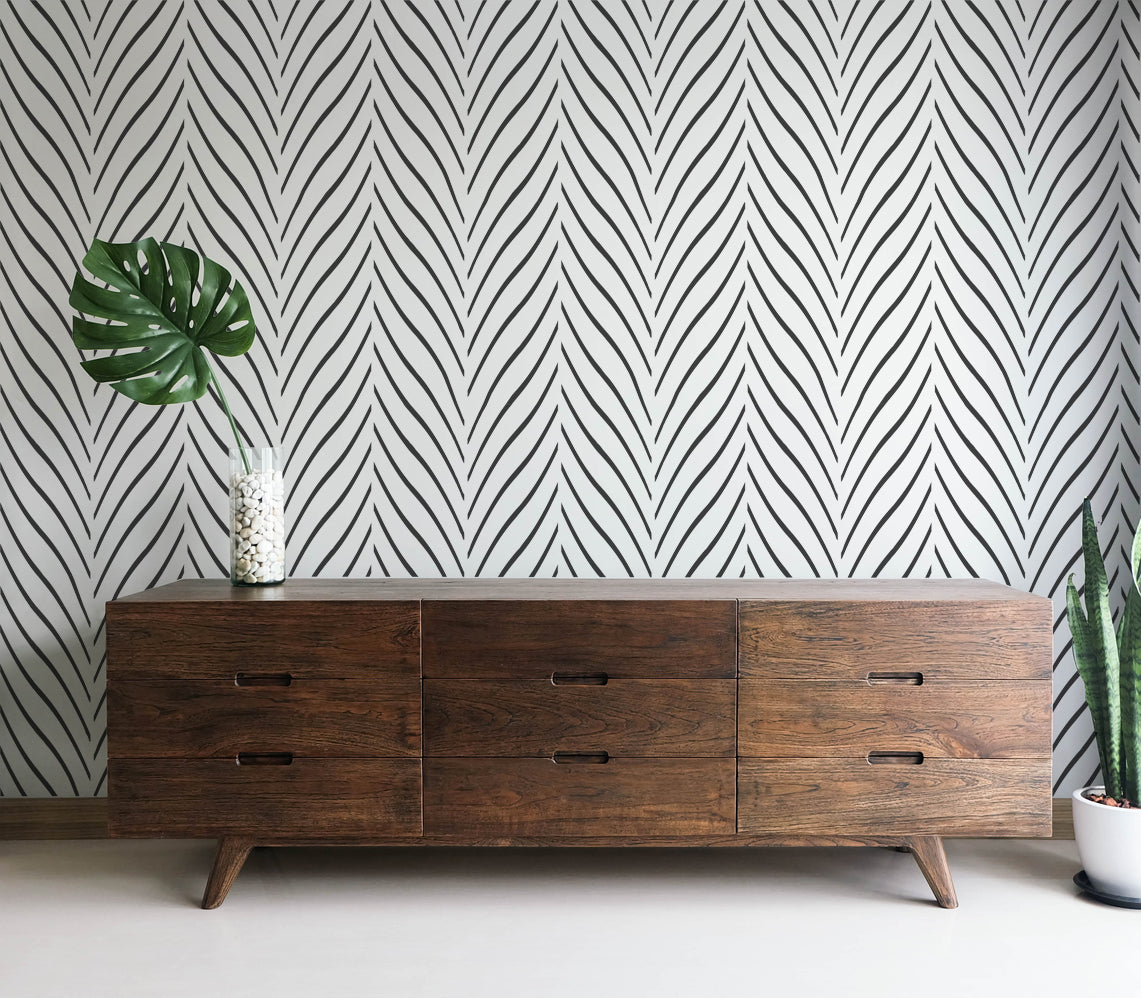 STRAND Stripes Modern Minimalist Wall Pattern Stencil, Wall Decorating ...