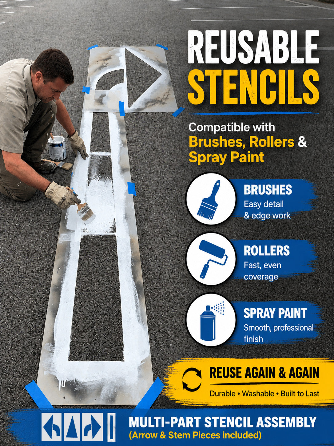 3m Directional Arrow Stencil Kit | UK Made Reusable Mylar – IdealStencils