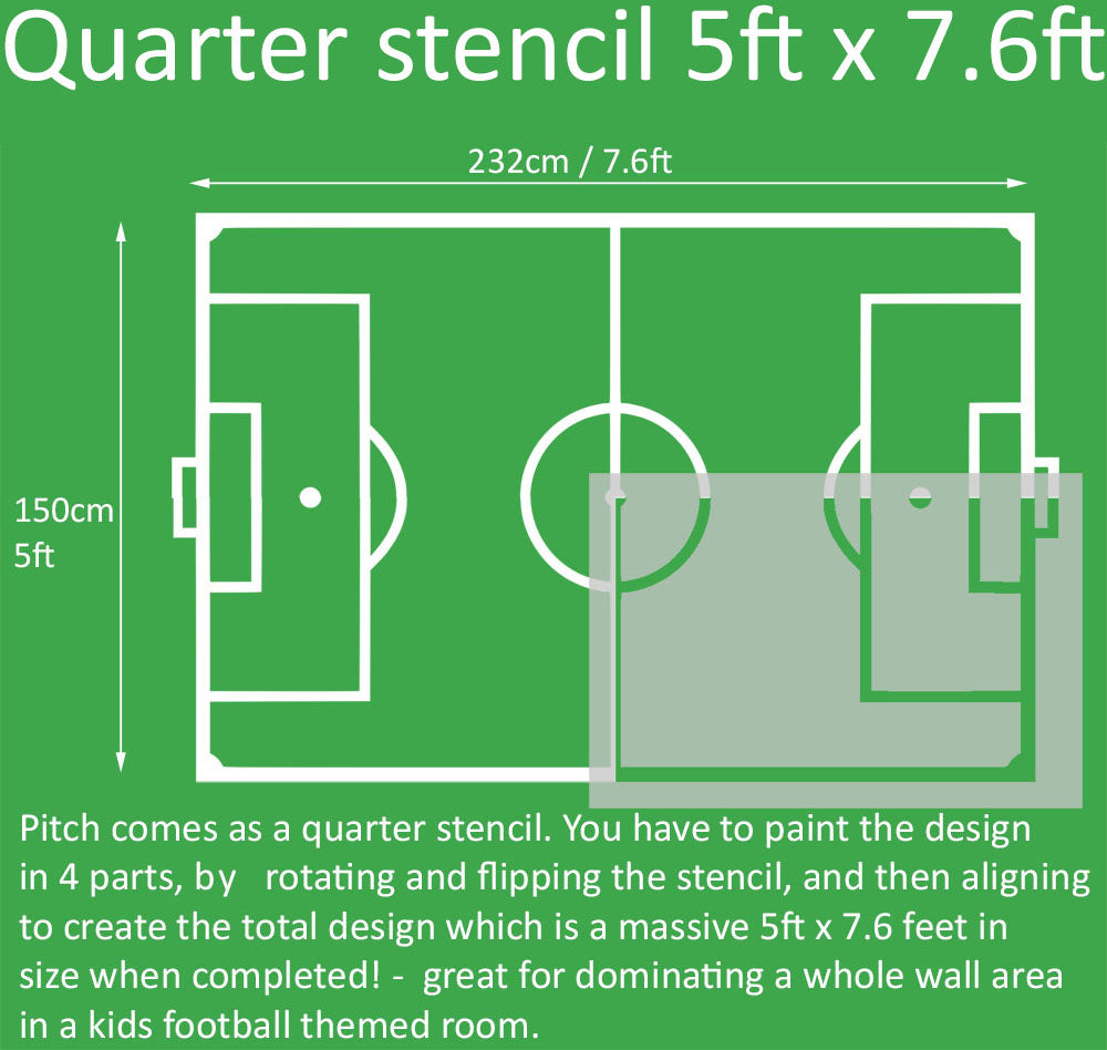 FOOTBALL PITCH STENCIL, Kids Football Themed Bedroom Wall Decor ...