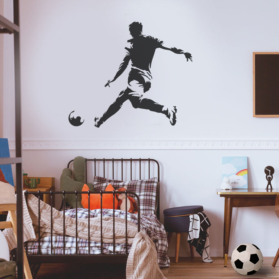 Football Player Striker Stencil, Kids Football Bedroom, Wall Decor ...