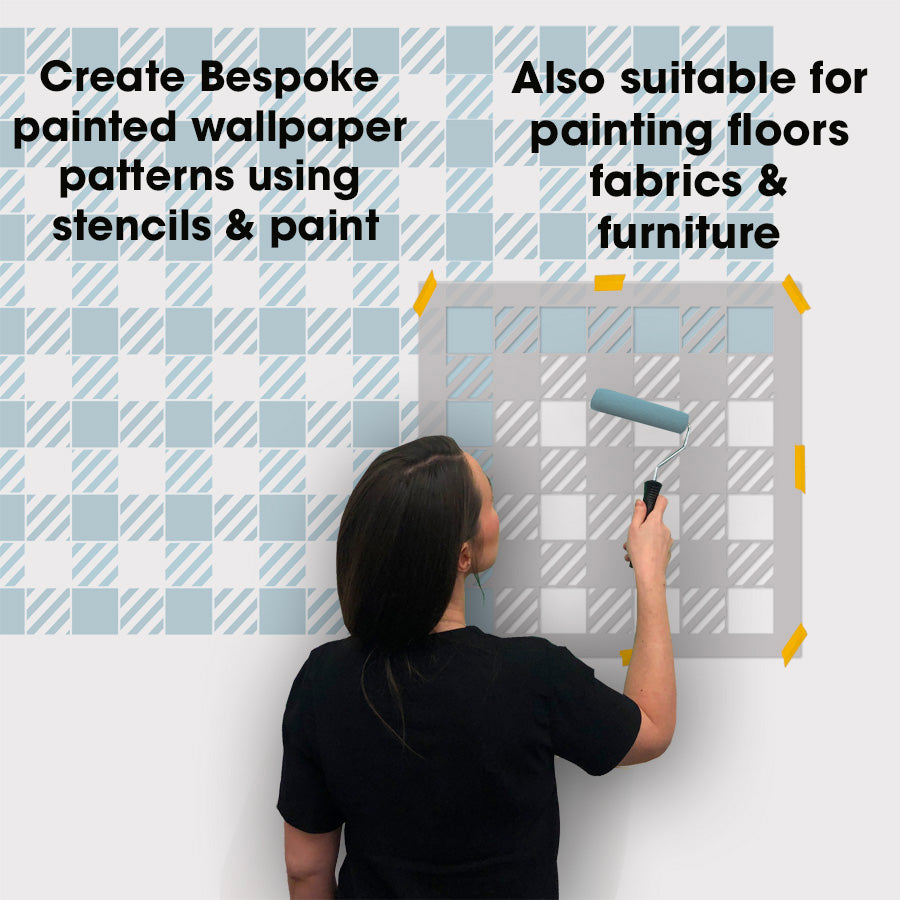 GINGHAM Pattern Wall Decor Stencil, Checkered, Tartan, Plaid, Nursery ...