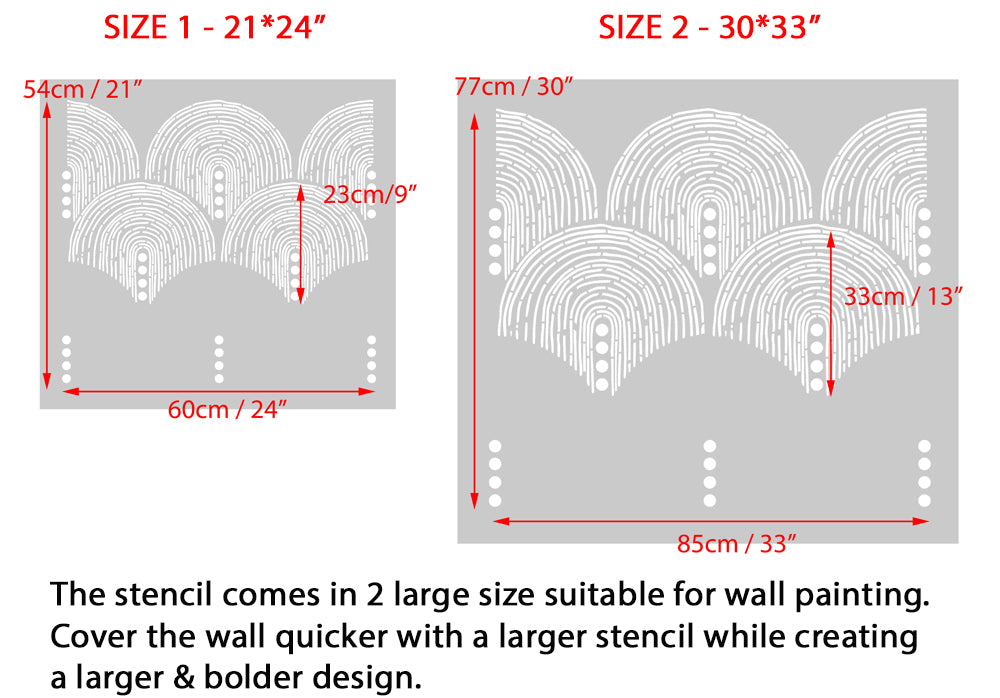 Hand drawn Arches Modern Wall Painting Stencil, Boho Archways Wall ...