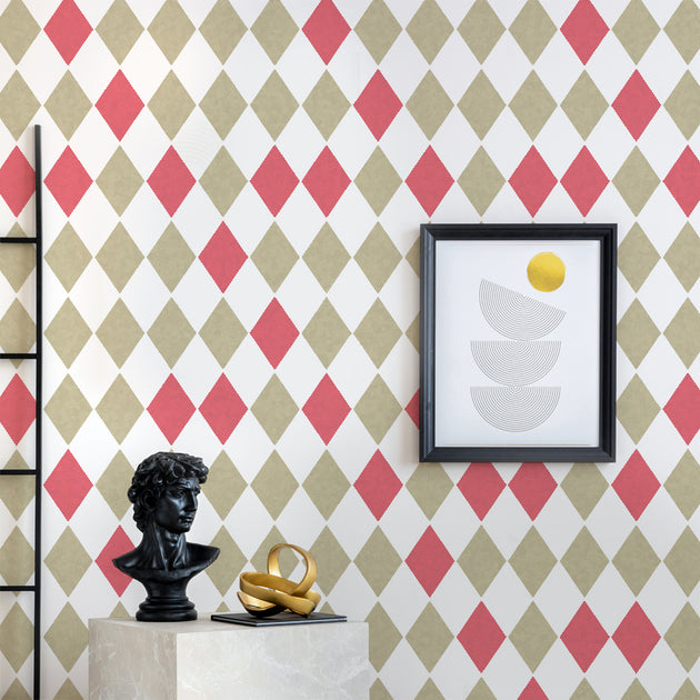 JESTER Wall Decor Stencil, Harlequin Diamonds Geometric Pattern Stencil ...