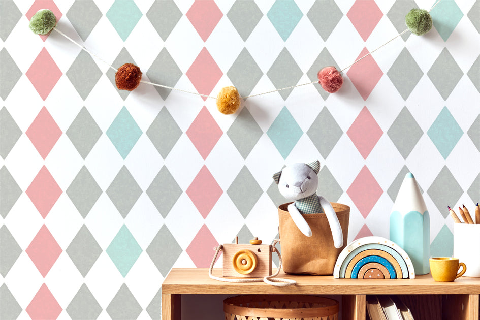 JESTER Wall Decor Stencil, Harlequin Diamonds Geometric Pattern Stencil ...