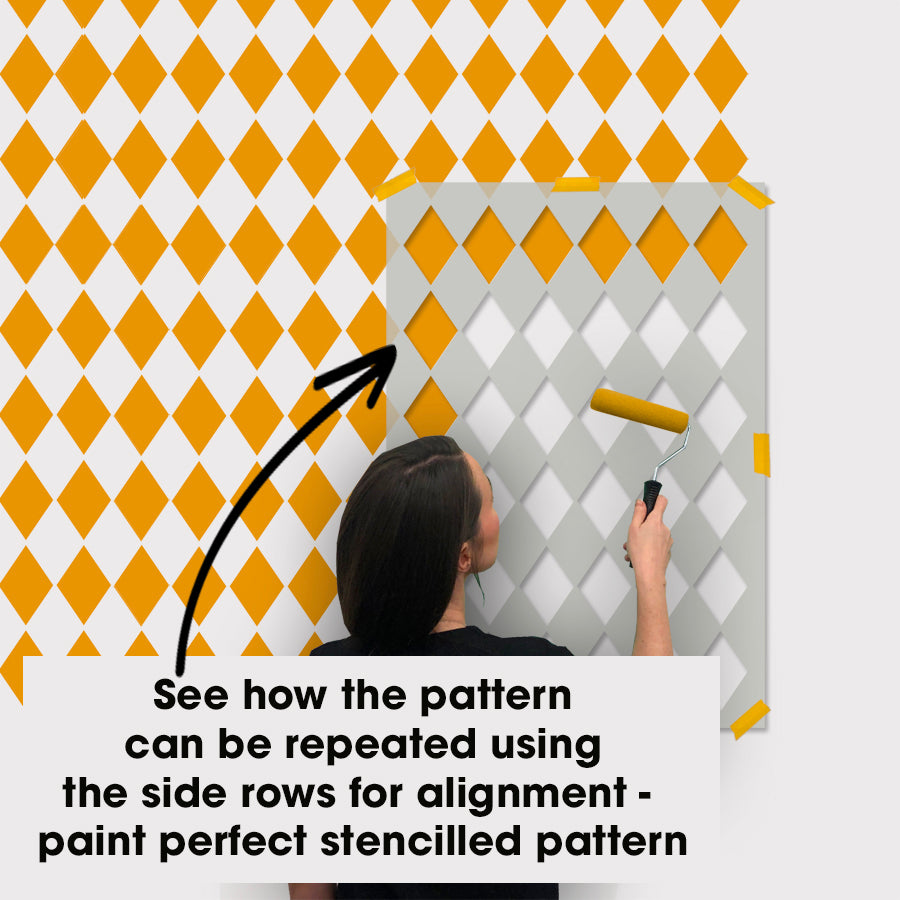 JESTER Wall Decor Stencil, Harlequin Diamonds Geometric Pattern Stencil ...