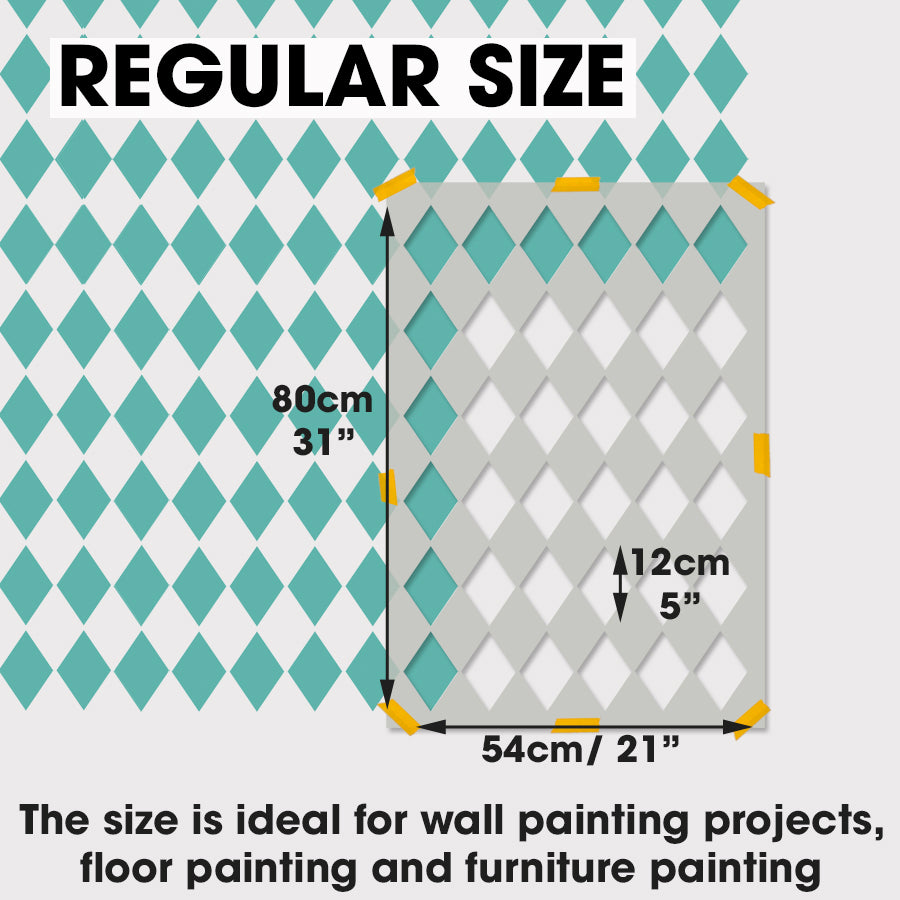 JESTER Wall Decor Stencil, Harlequin Diamonds Geometric Pattern Stencil ...