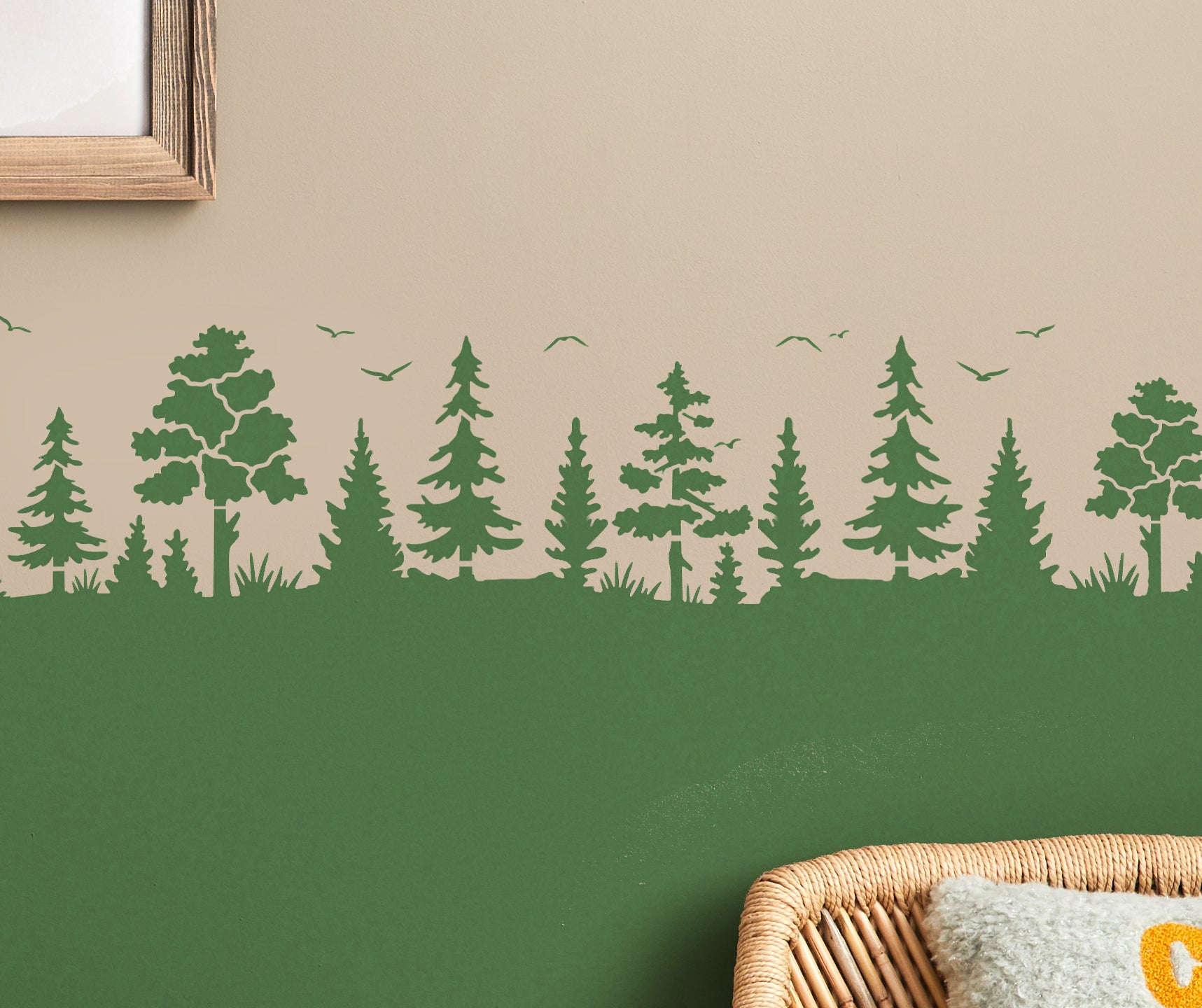 PINE FOREST Wall Border Stencil, Woodland Forest with Trees Nursery ...