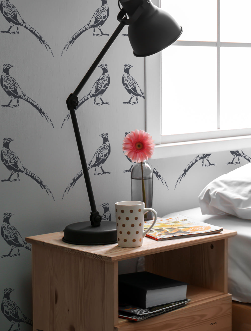 HELMSLEY Pheasant Print Wall Pattern Stencil, Hunting Lodge Decor ...