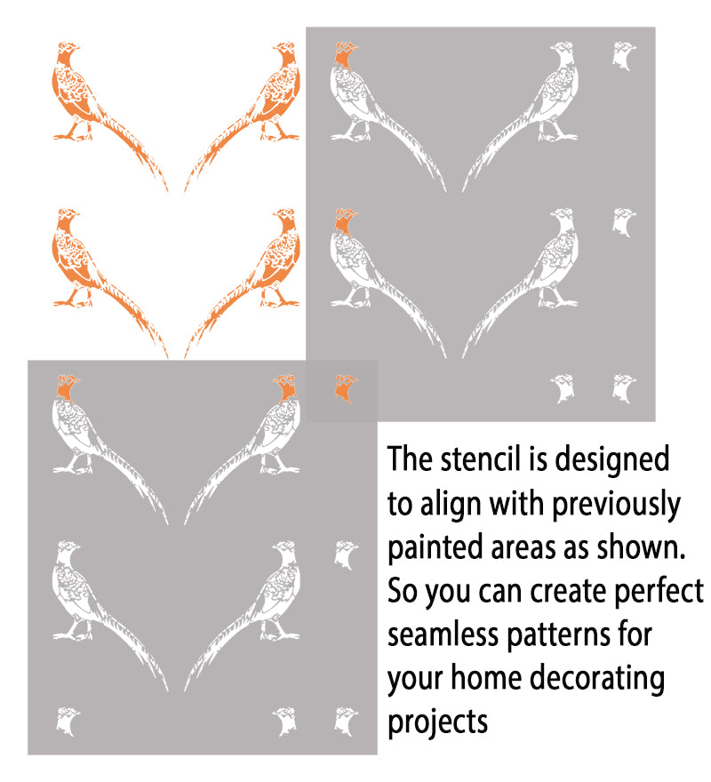HELMSLEY Pheasant Print Wall Pattern Stencil, Hunting Lodge Decor ...