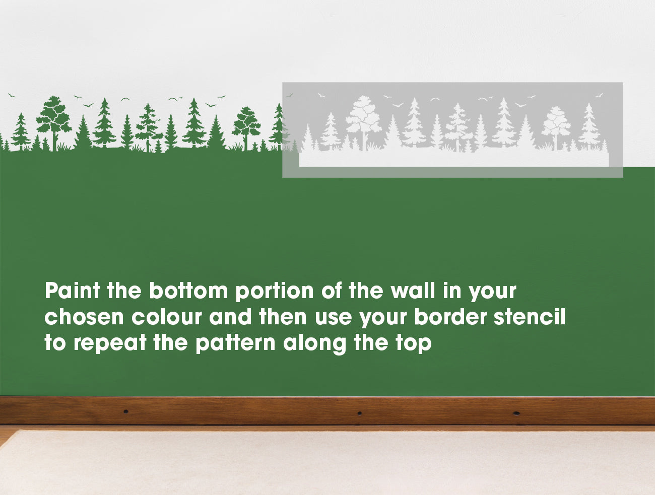PINE FOREST Wall Border Stencil, Woodland Forest with Trees Nursery ...