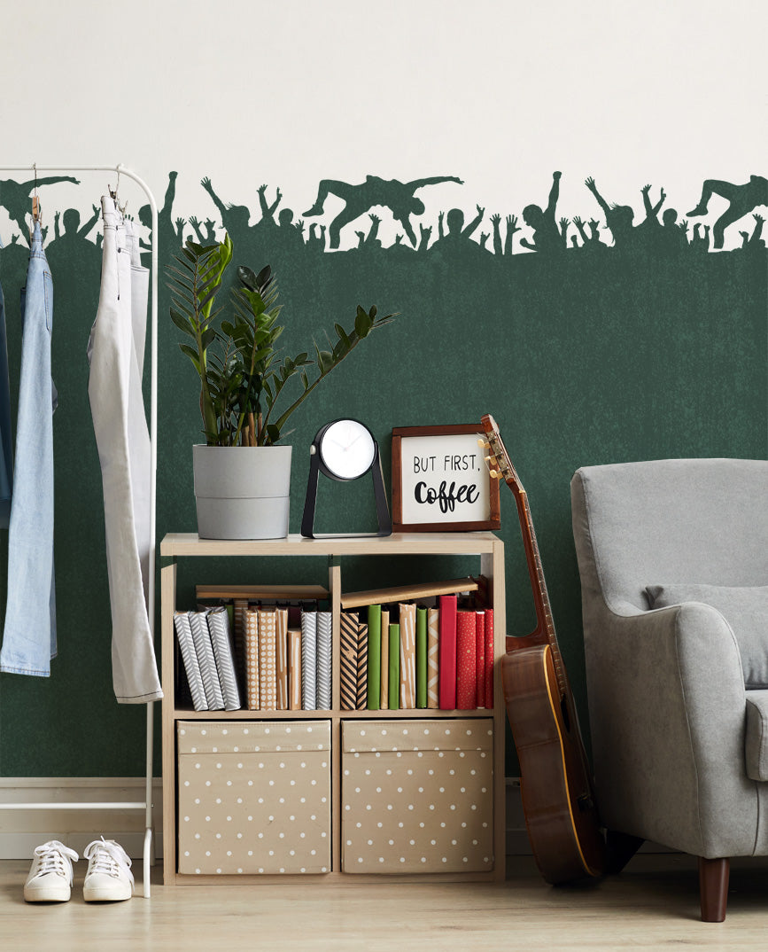 Rock Festival Crowd Wall Painting Stencil, Music Convert Crowd Stencil ...