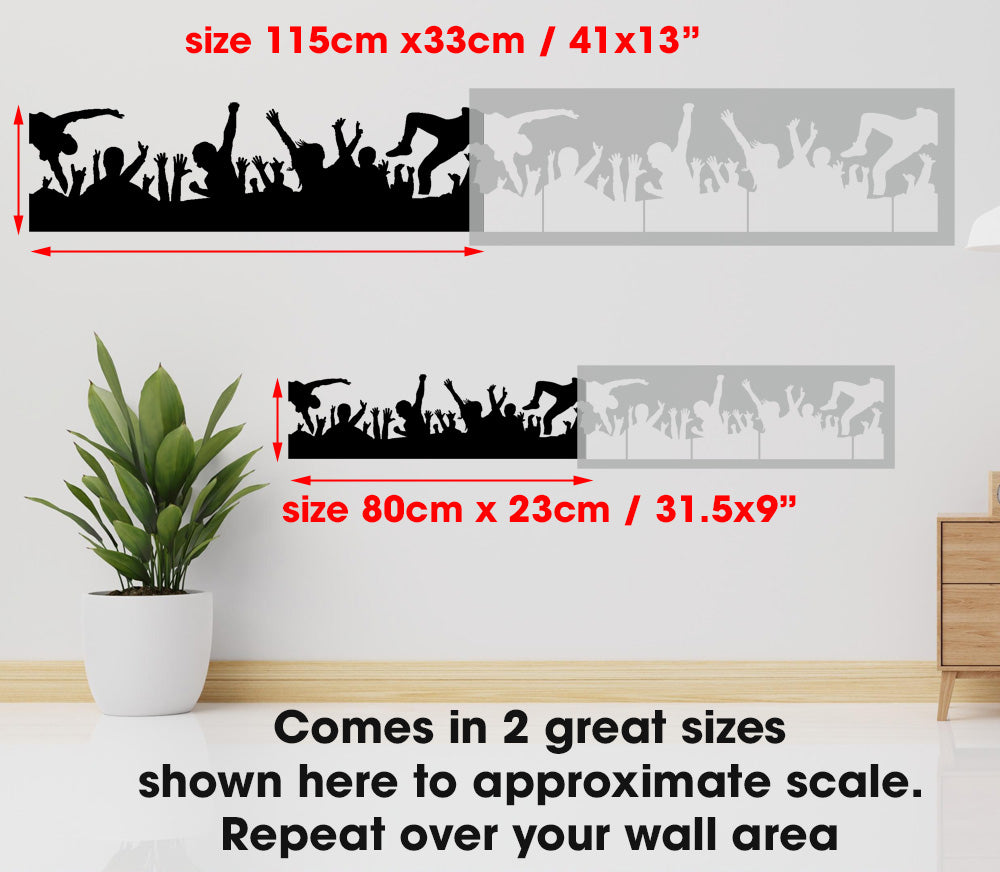 Rock Festival Crowd Wall Painting Stencil, Music Convert Crowd Stencil ...