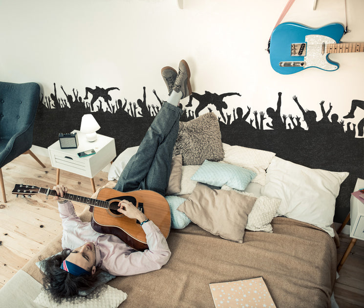 Rock Festival Crowd Wall Painting Stencil, Music Convert Crowd Stencil ...