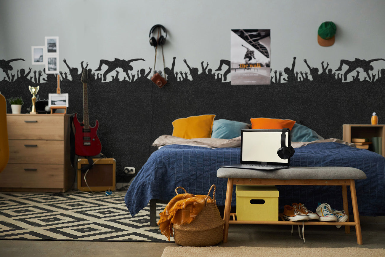 Rock Festival Crowd Wall Painting Stencil, Music Convert Crowd Stencil ...