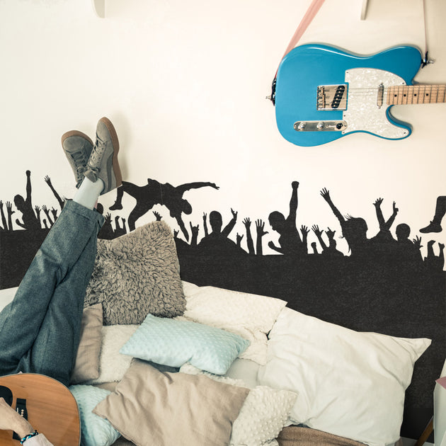 Rock Festival Crowd Wall Painting Stencil, Music Convert Crowd Stencil ...