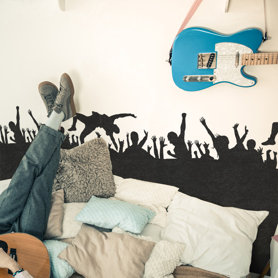Rock Festival Crowd Wall Painting Stencil, Music Convert Crowd Stencil ...