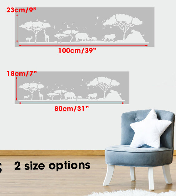 SAVANNAH Safari Animals Wall Border Stencil, Savanna style Border ...