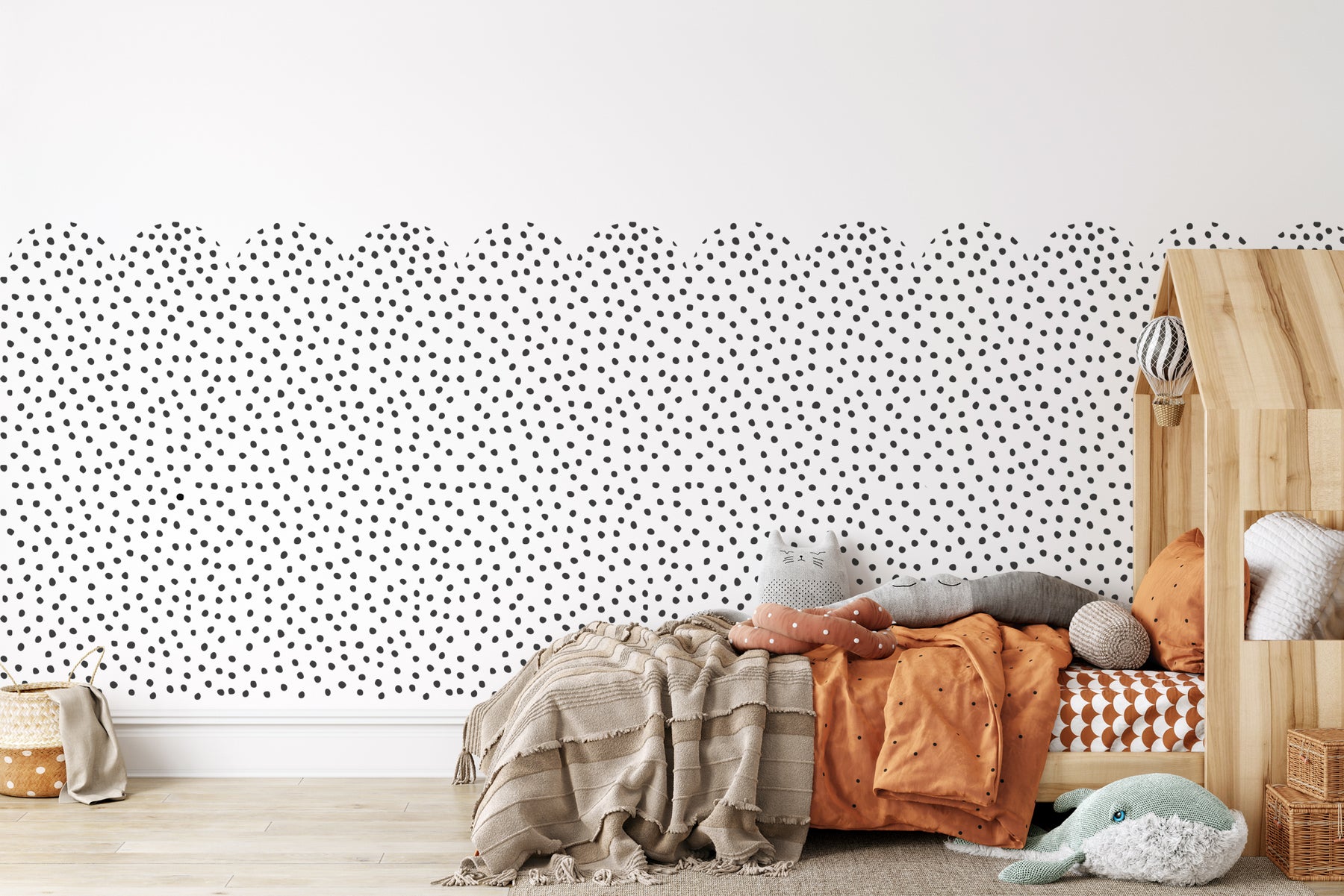 SCALLOP DOTS Stencil, Scallop Pattern, Half Wall Border, Large Home ...