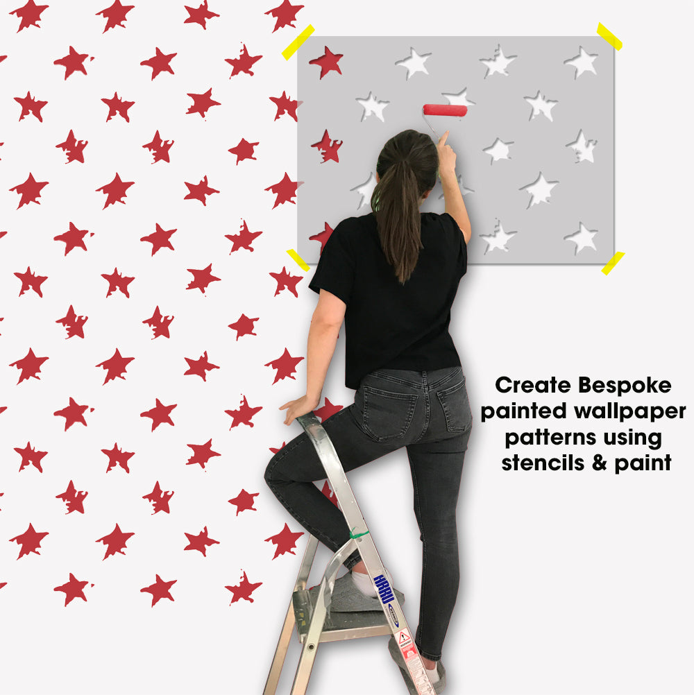 TEXTURED STAR Pattern Stencil, Paint Bespoke Wallpaper decoration using ...