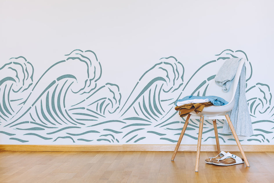 TIDAL WAVES Wall Border Stencil, Paint Decorative Wave Pattern, Beach ...