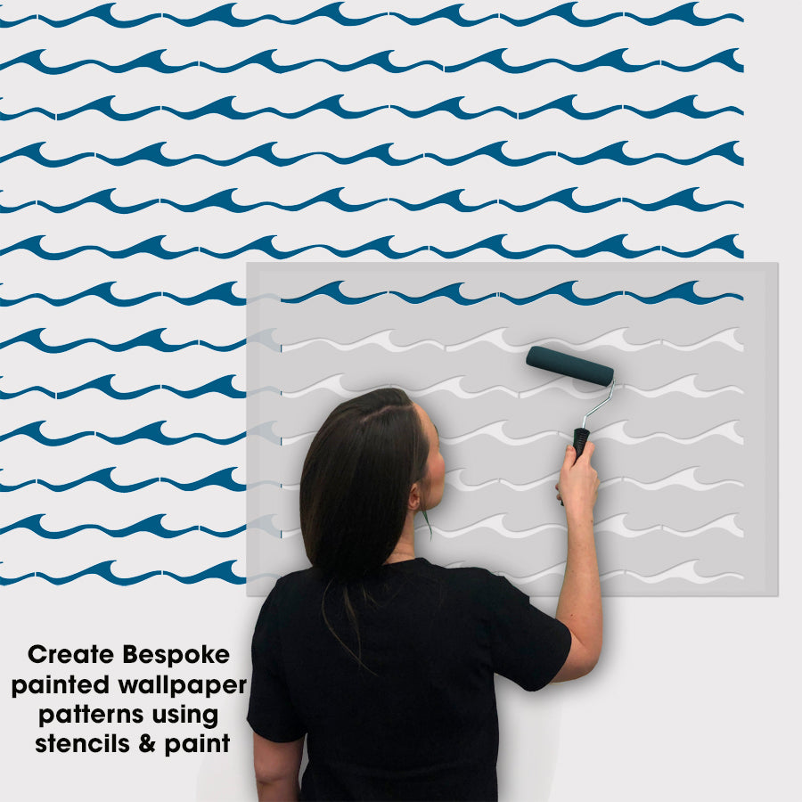WAVE CREST Wall Stencil, Ocean Inspired Pattern Stencil, Modern ...