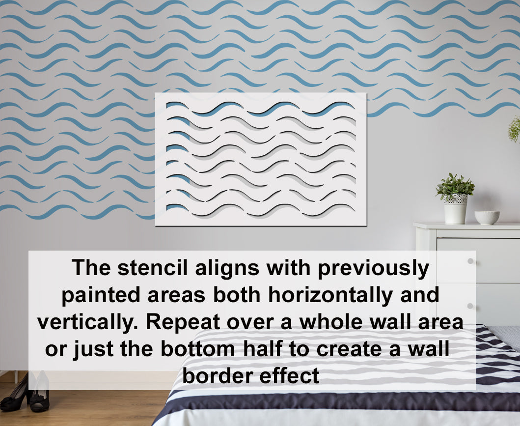 RIPPLE WAVES Wall Stencil, Ocean Painting Pattern Stencil, Paint Wave ...