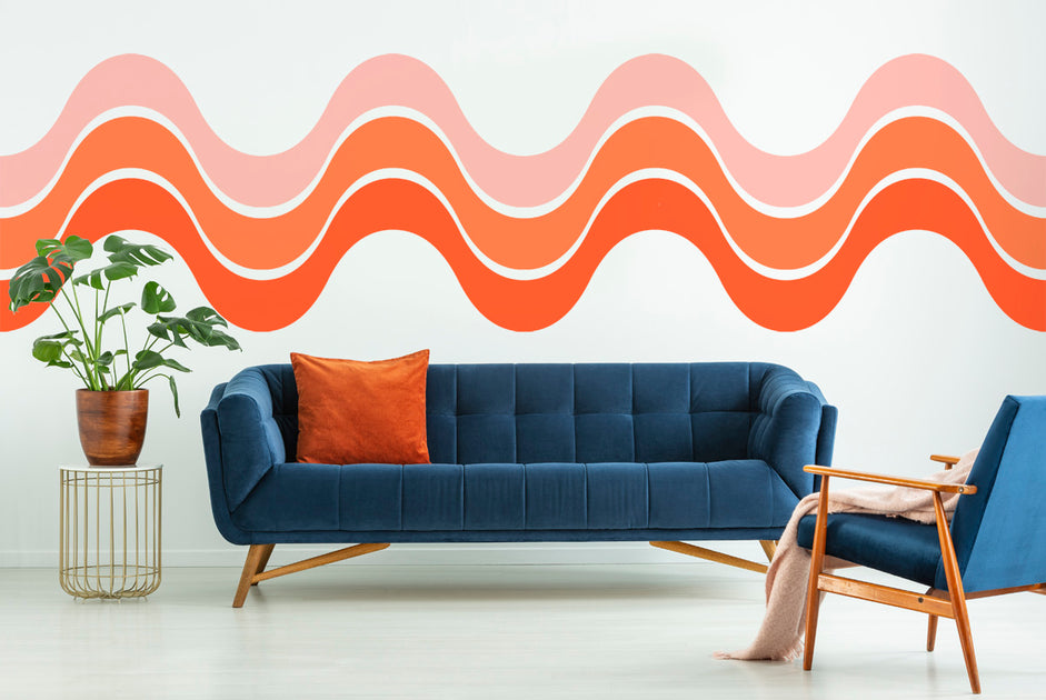 WAVY LINES STENCIL, Retro Stripe Pattern Wall Stencil, Reusable Home ...