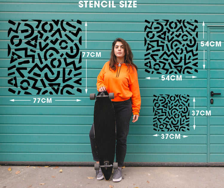 90s Retro Wall Decor Pattern Stencil, Geometric Pattern, Bedroom Decor ...