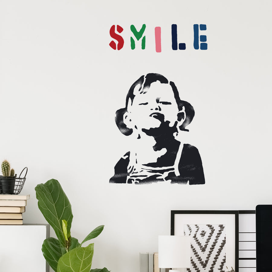Banksy Girl SMILE Stencil - Graffiti Wall Art Painting Stencil ...