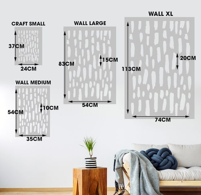 GUSTAVE Wall Pattern Stencil - Brush Strokes Wall Painting Stencil ...