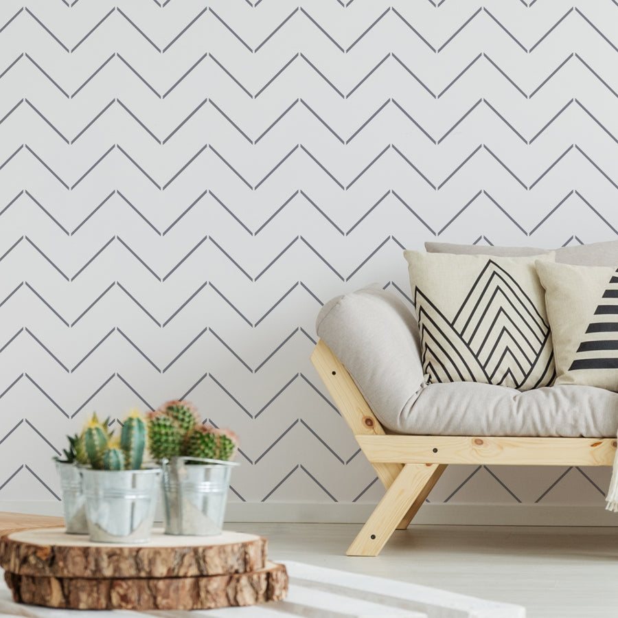 MEANDER Chevron Zig-Zag Stencil, Kids Children Bedroom Nursery Wall ...