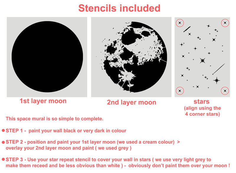 Full Moon And Stars Stencil