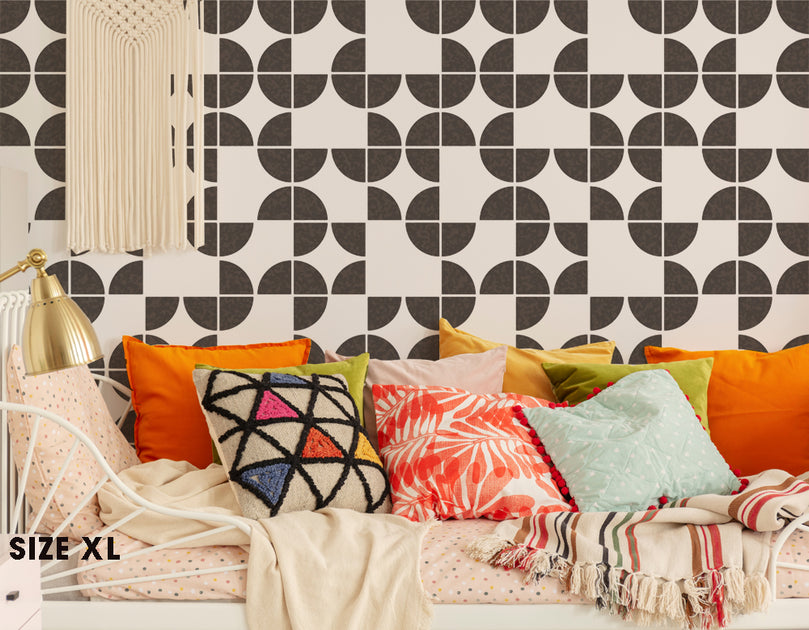Quarter Circles ABSTRACT Wall STENCIL, BAUHAUS Style Geometric Wall De ...
