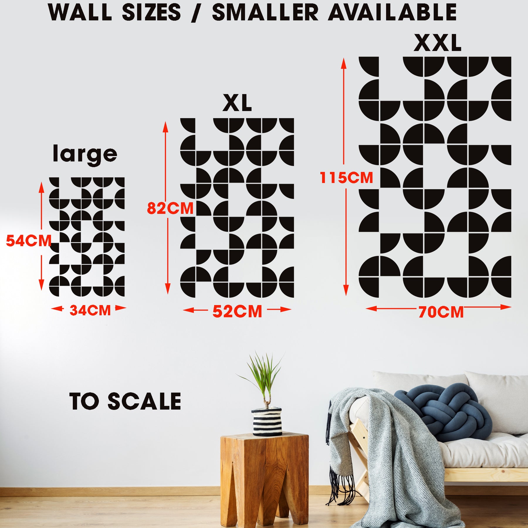 Quarter Circles ABSTRACT Wall STENCIL, BAUHAUS Style Geometric Wall De ...