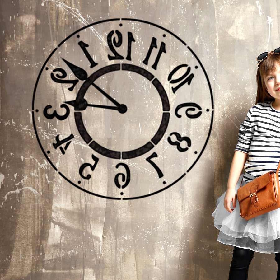 ALICE Backwards Clock Face Stencil – IdealStencils