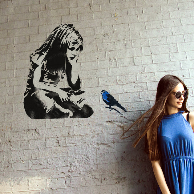 Banksy Girl Bluebird Stencil – IdealStencils