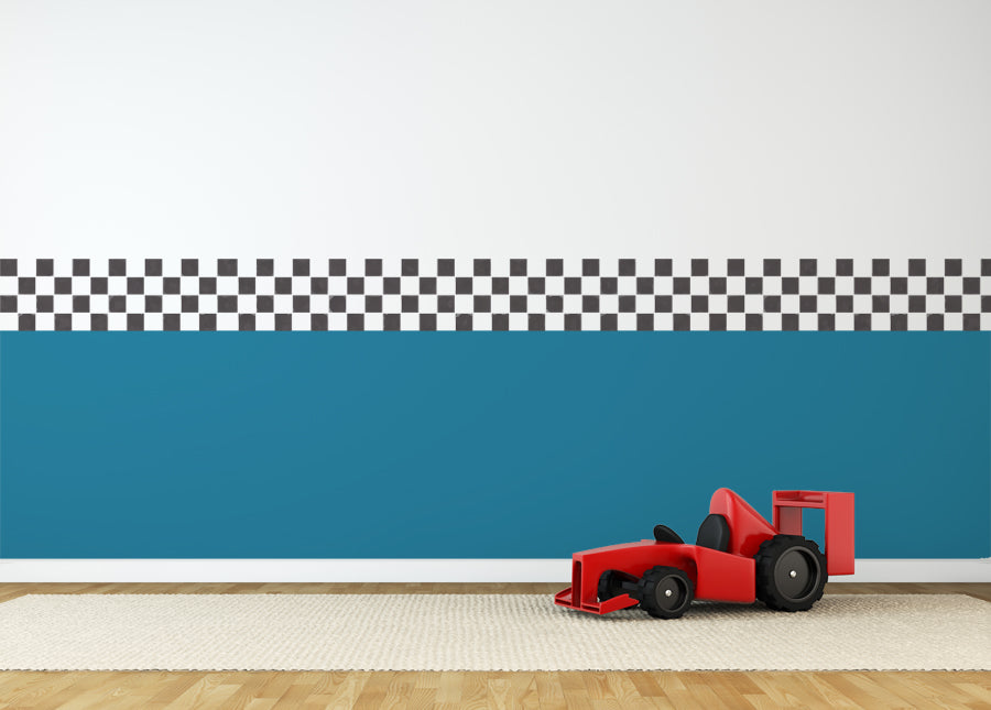 CHECKERED FLAG F1 Border Stencil, Kids Room Car Racing Decor ...