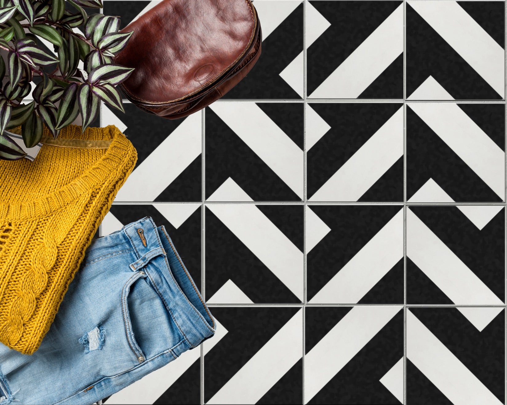 GEOMETRIC Pattern TILE STENCIL - Create Abstract Pattern on walls & Fl ...