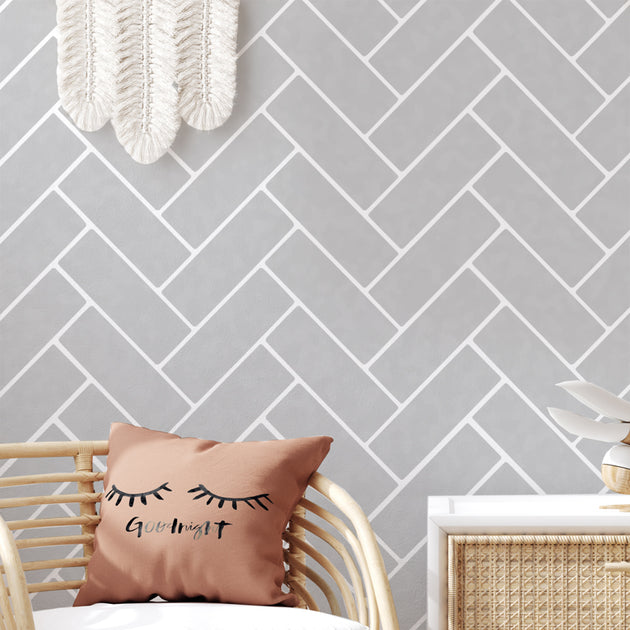 Herringbone Brick or Tile Pattern Stencil, Large Painting Stencil ...