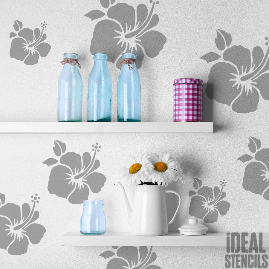 Hibiscus Tropical Stencil - home decor & craft | Ideal Stencils ...
