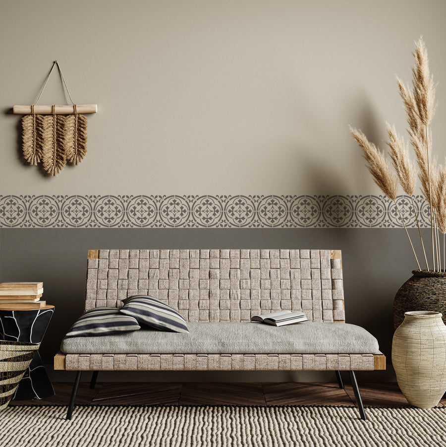 Jeddah Islamic Border Stencil, Arabic Tile Effect Border Pattern ...