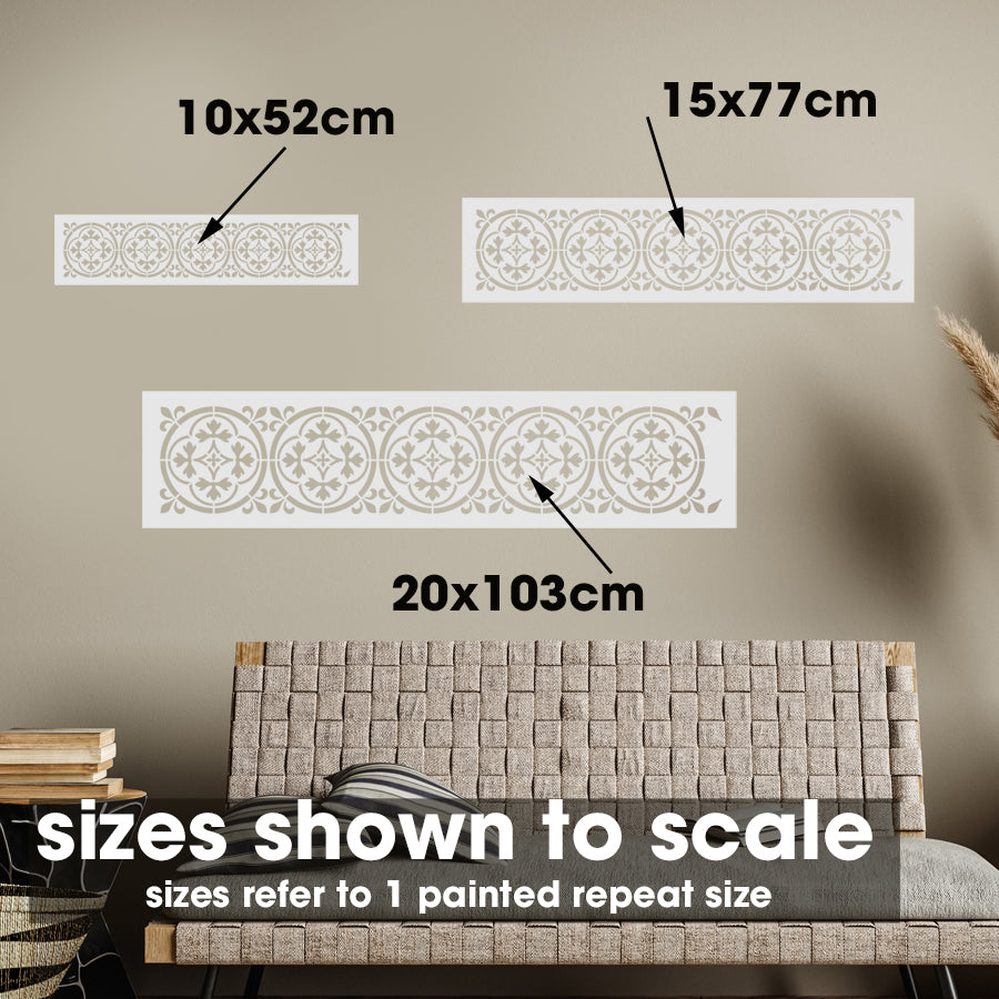 Jeddah Islamic Border Stencil, Arabic Tile Effect Border Pattern ...