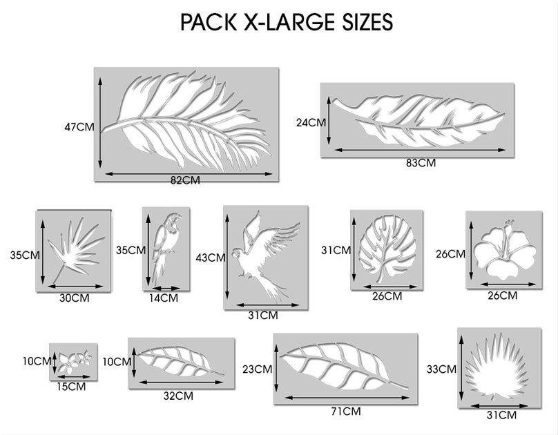 Jungle Leaves Stencil Pack - Create a Tropical Wall Mural – IdealStencils