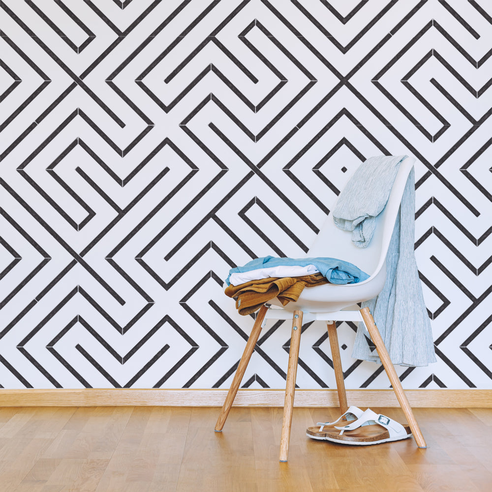 LABYRINTH Wall Pattern Geometric Stencil - modern / geometric / tribal ...