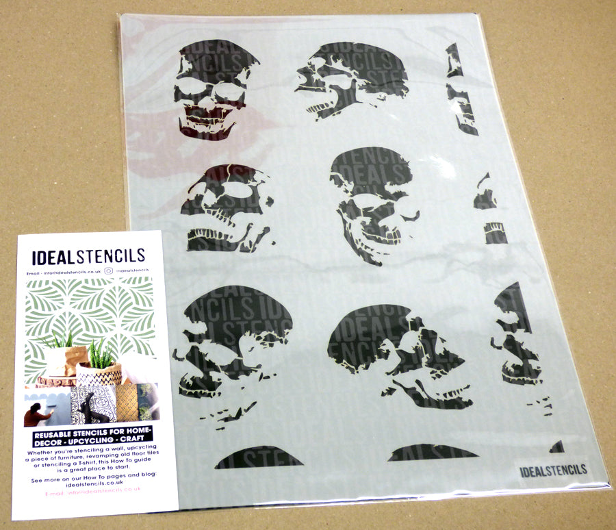 SKELETAL Skulls Pattern Wall Decor Stencil, Gothic Wall Decor Stencil ...