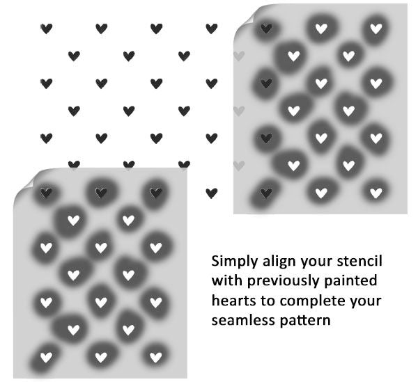Love heart pattern stencil - Nursery wall decor | Ideal Stencils ...